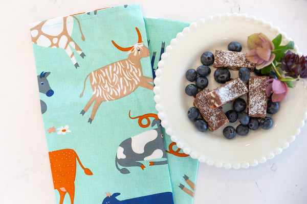 Tea Towel - Green Cows - Allgifts Australia